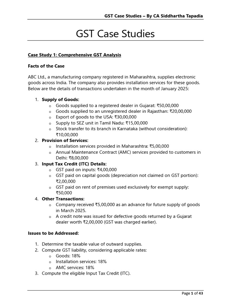 GST Case Studies | PDF | Value Added Tax | Taxes