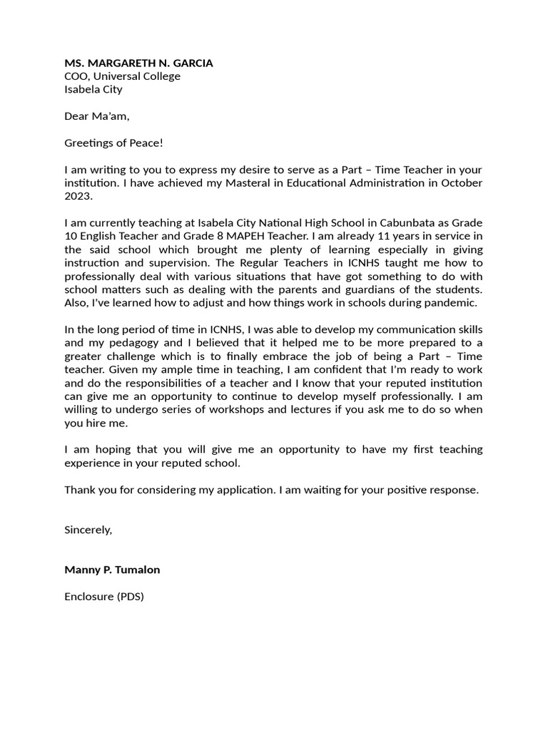 Application Letter | PDF