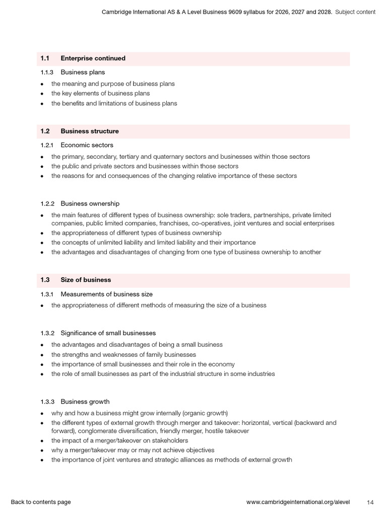 Cambridge AS & A Level Business Syllabus 2026-2028 | PDF | Marketing ...