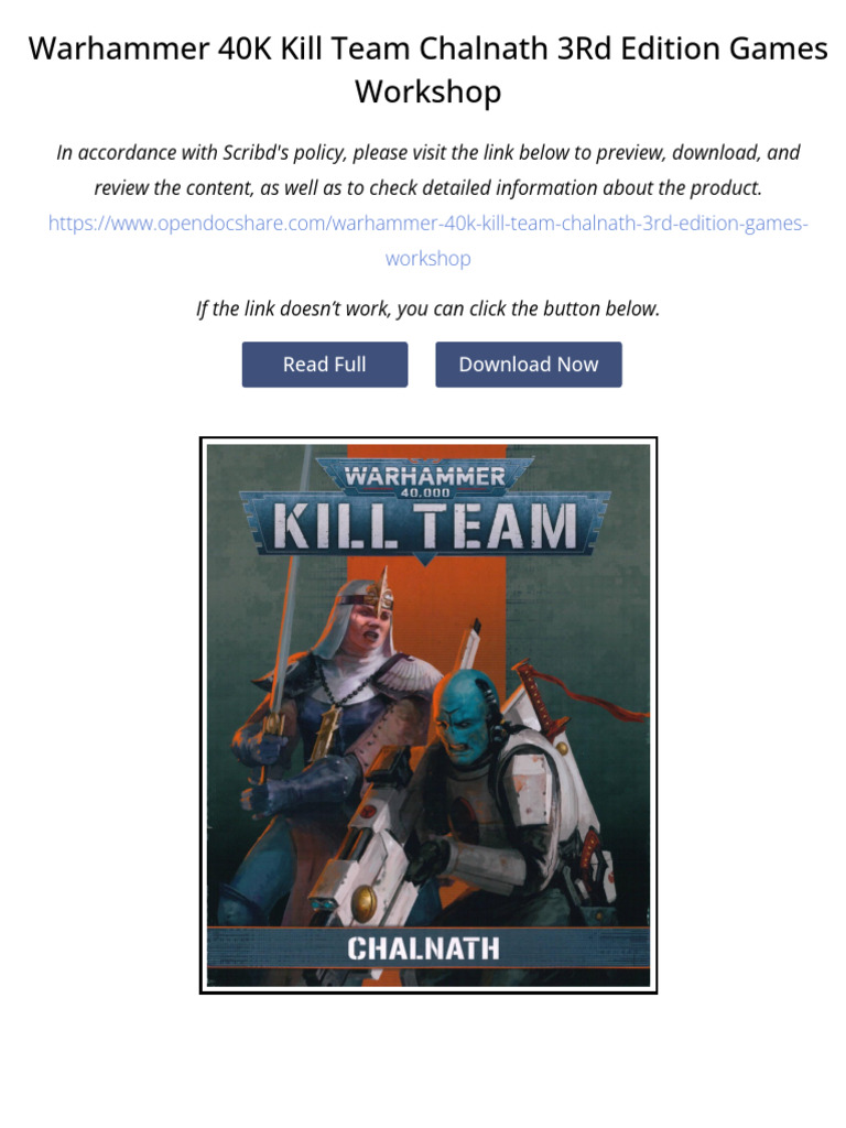 Warhammer 40k Kill team chalnath 3rd Edition Games Workshop | PDF
