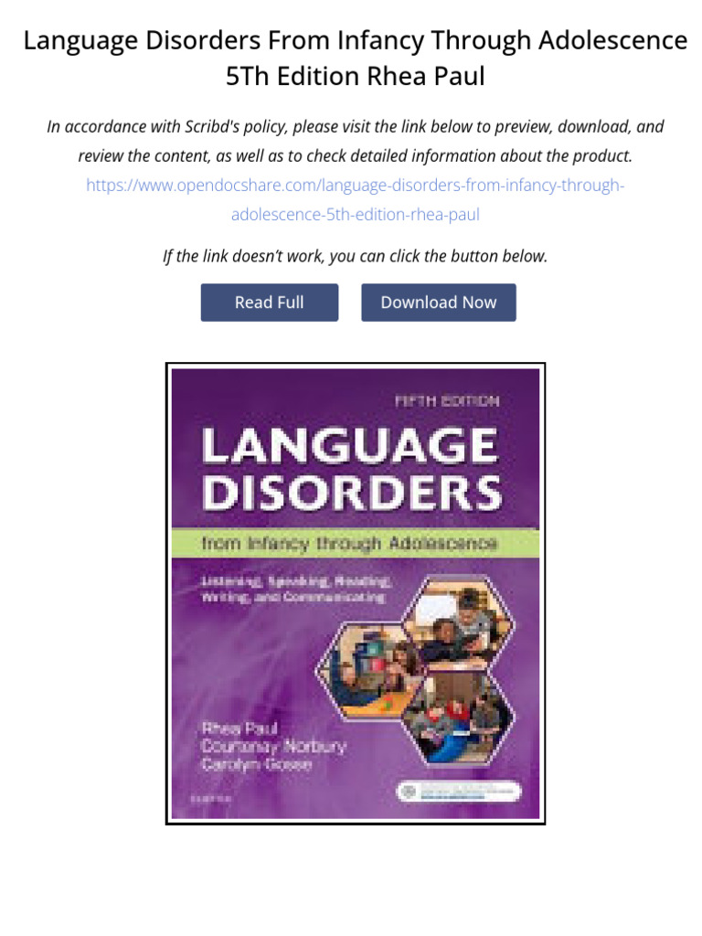 Language Disorders from Infancy Through Adolescence 5th Edition Rhea ...