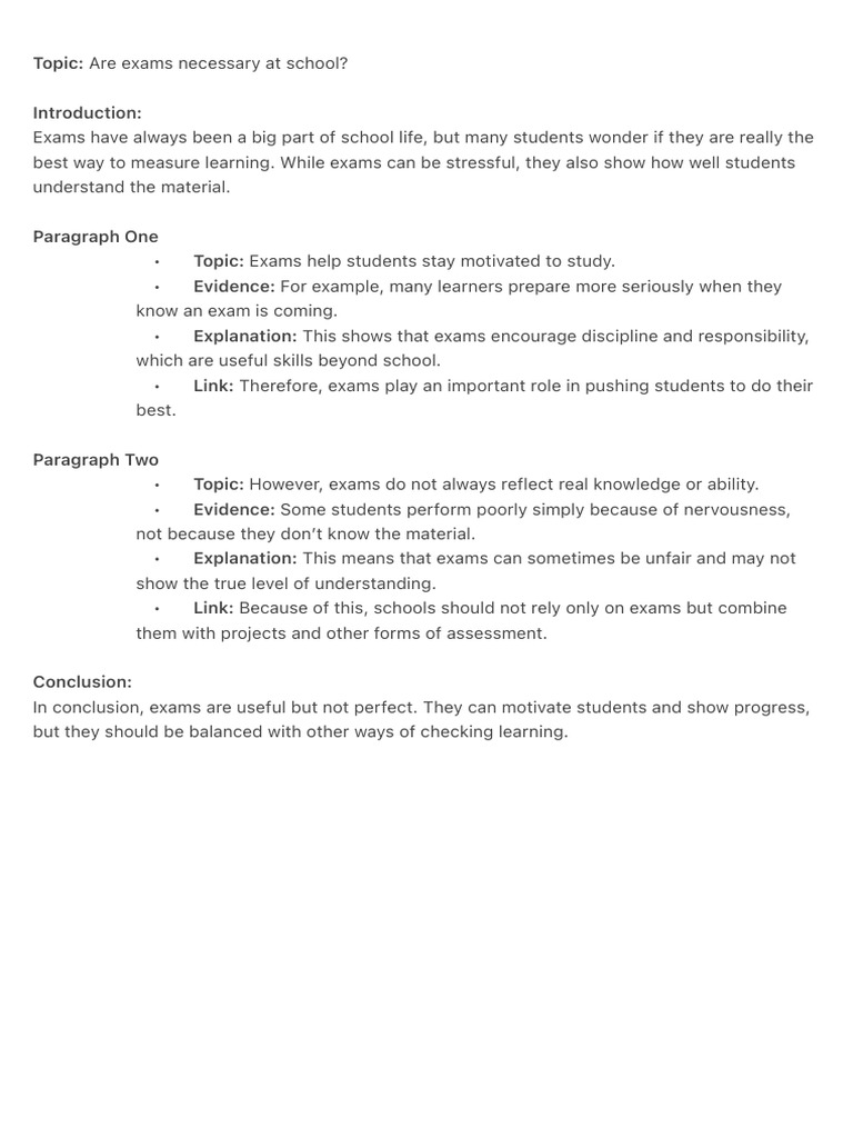 Topic- Are Exams Necessary at School? | PDF