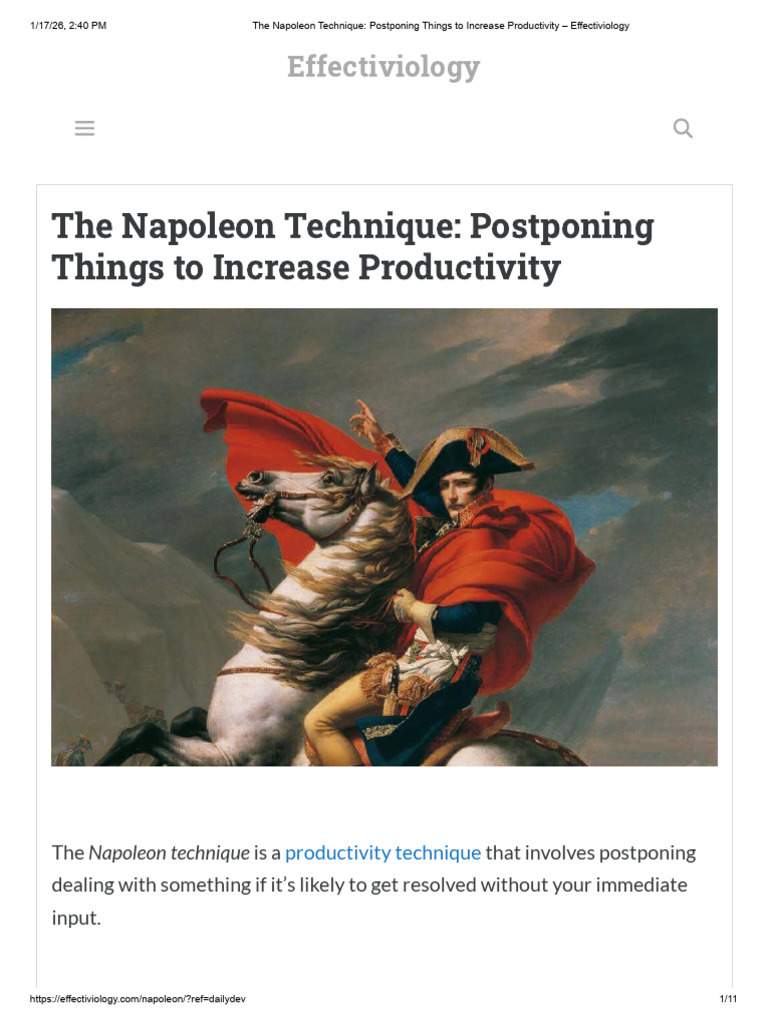 The Napoleon Technique_ Postponing Things to Increase Productivity ...