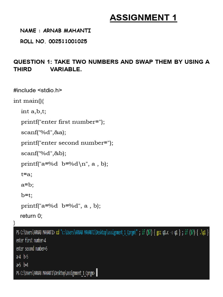 Assignment 1 | PDF | Integer (Computer Science) | Discrete Mathematics