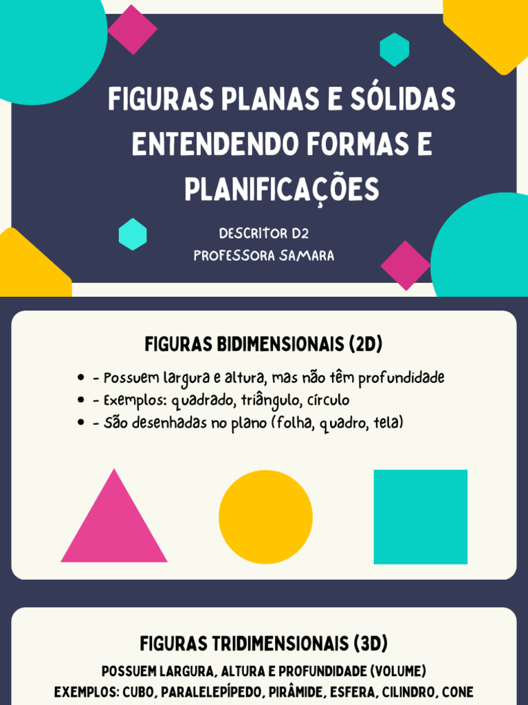 Figuras 2D e 3D: Planificações Explicadas | PDF