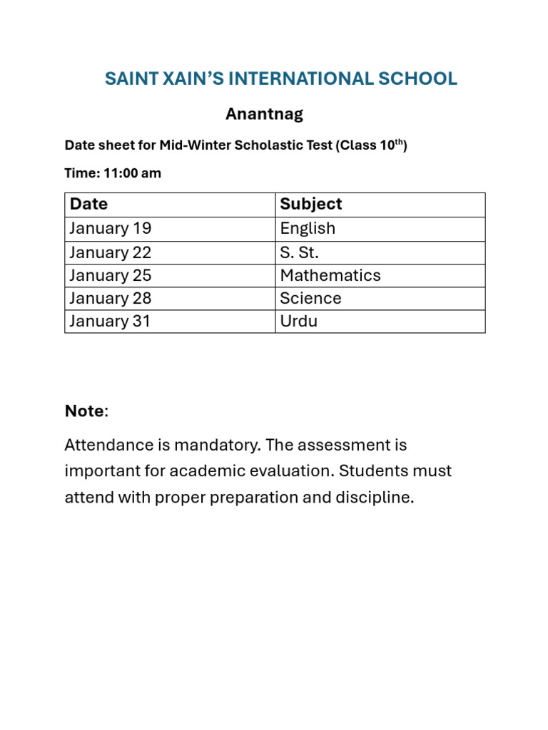 Syllabus and Date Sheet | PDF