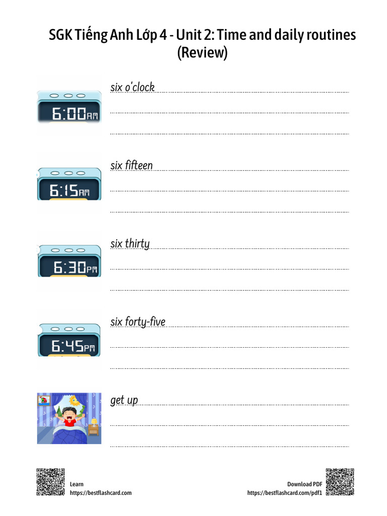 Tap Viet - SGK Tiếng Anh Lớp 4 - Unit 2 - Time and Daily Routines ...
