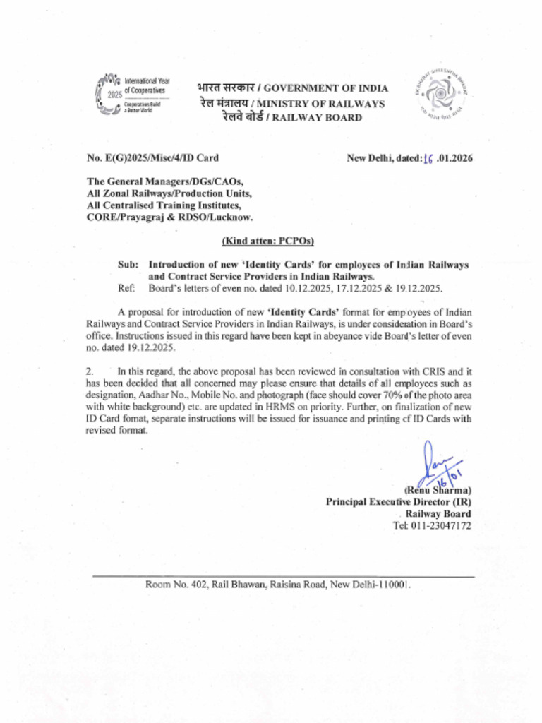 Letter to All Indian Railway | PDF