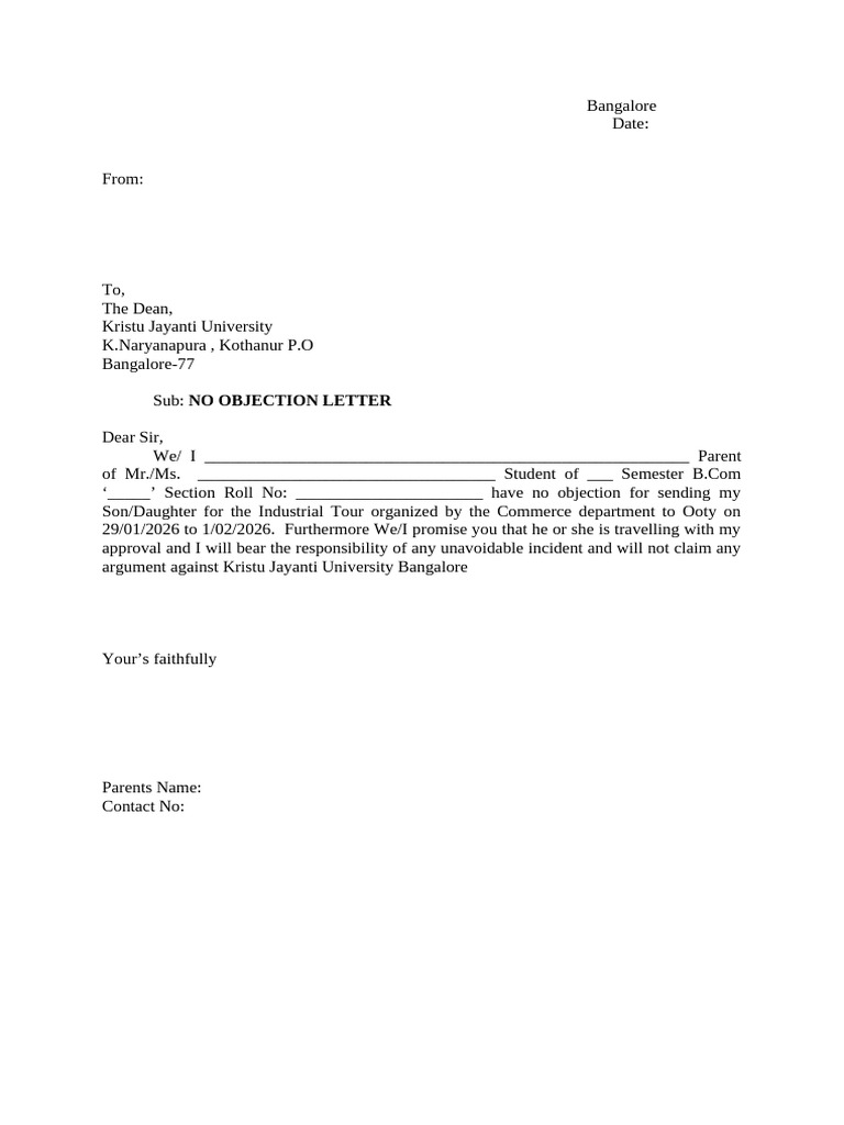 Industrial Visit NOC (1) | PDF