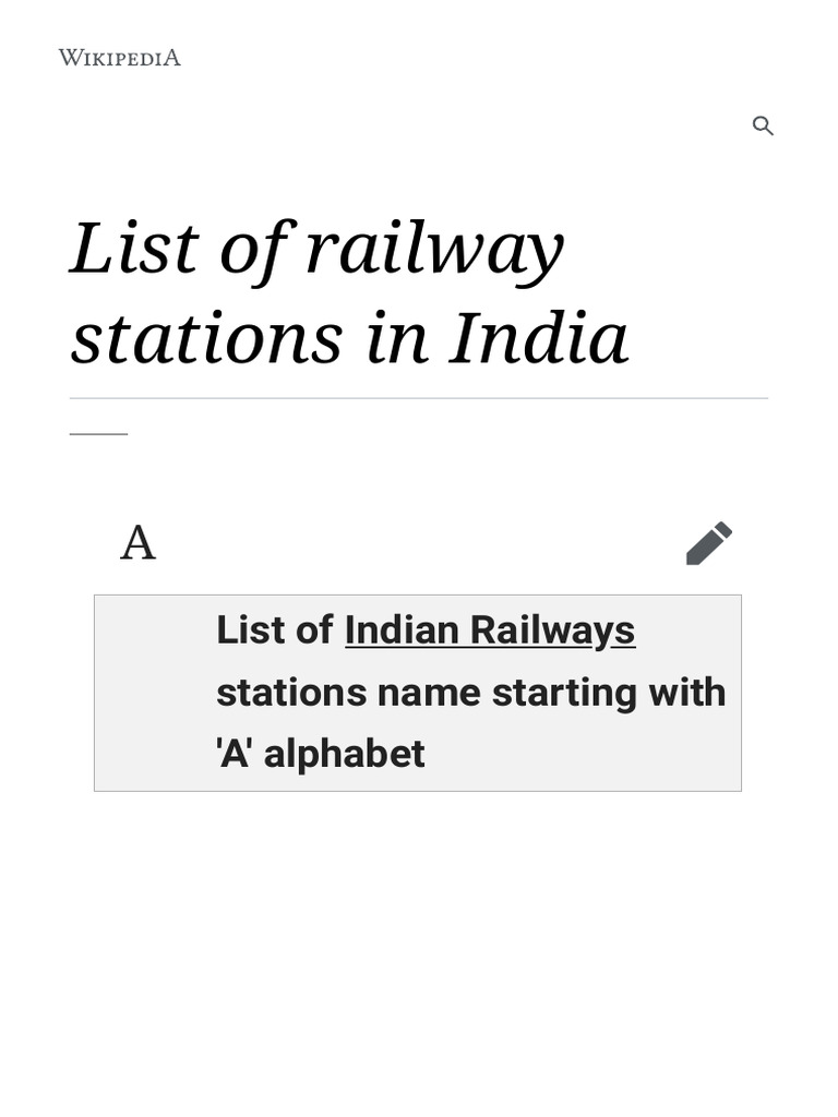 List of railway stations in India - Wikipedia151337 | PDF