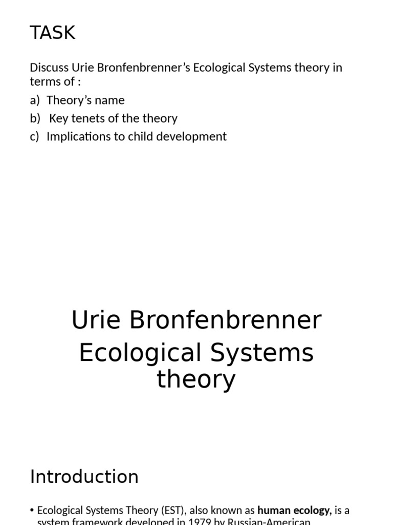 Bronfenbrenner's Ecological Systems Theory | PDF | Psychology ...