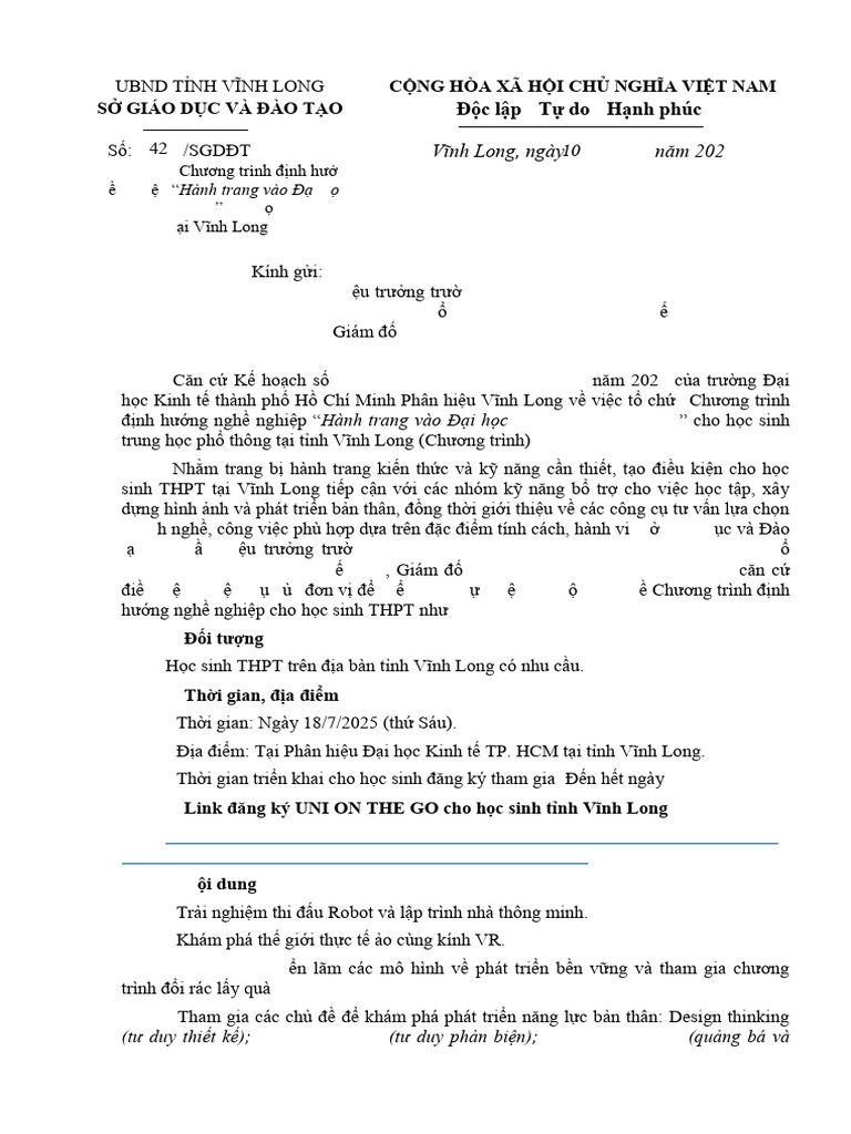 CV 42 - Tham Gia CT Đinh Hường Nghề Nghiệp ĐHKT PHVL....Signed | PDF