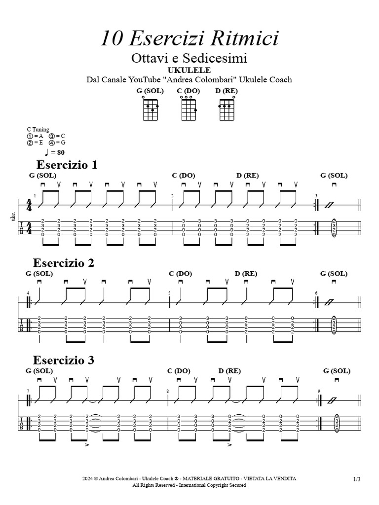10 Esercizi Ritmici per Ukulele | PDF