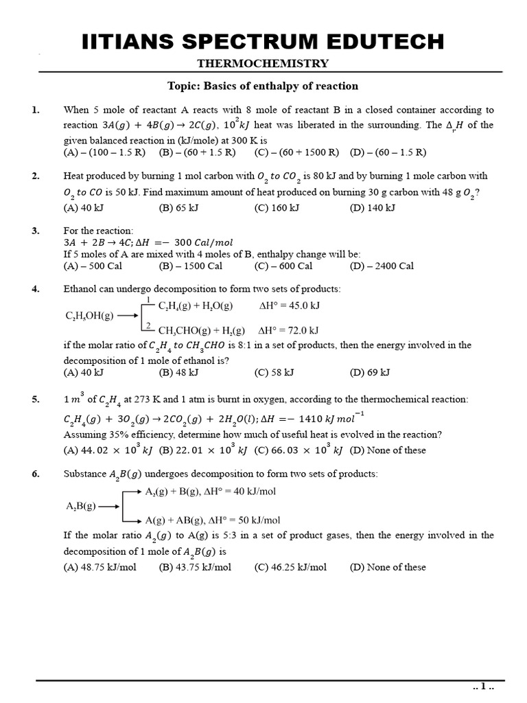 Thermochemistry: Enthalpy Basics and Calculations | PDF | Solvation | Acid