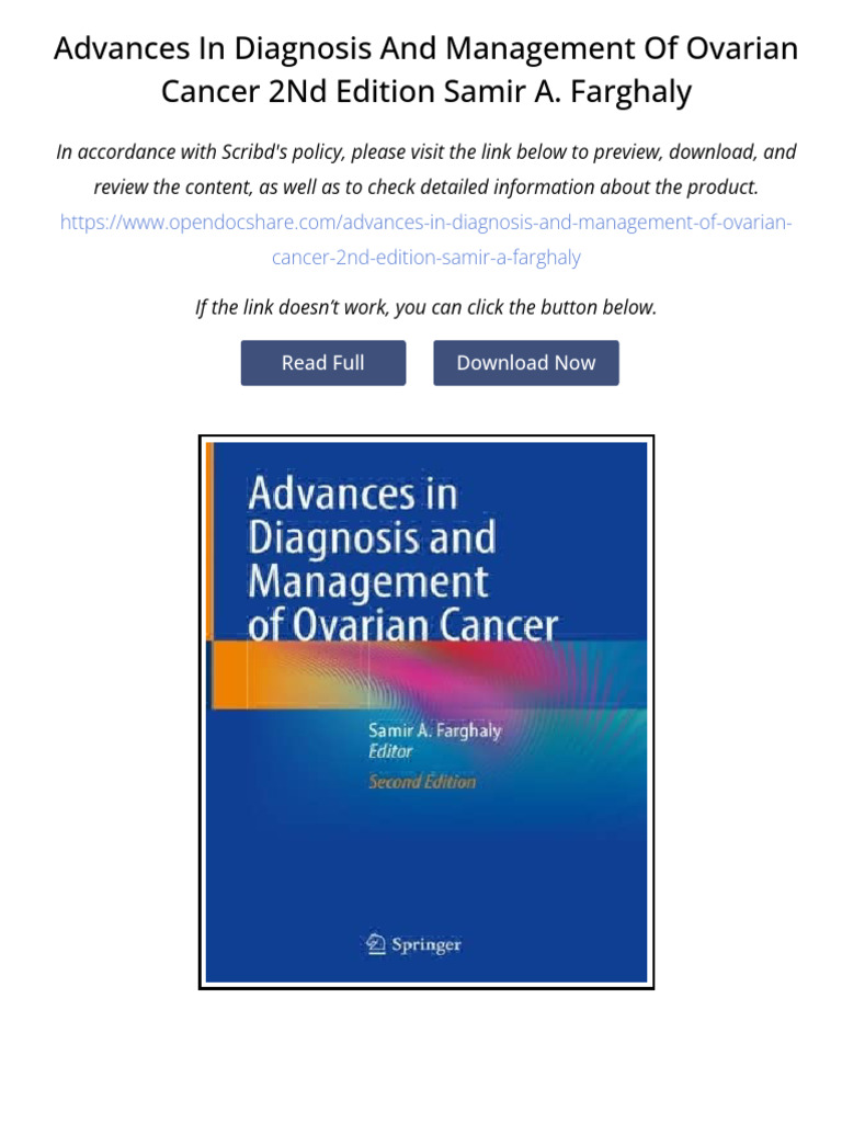 Advances in Diagnosis and Management of Ovarian Cancer 2nd Edition ...