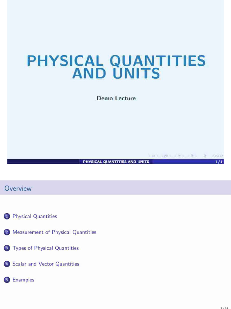 Physical Quantities and Measurements | PDF
