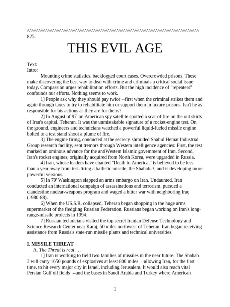 0825- The Evil Age | PDF | Iran | Religious Belief And Doctrine
