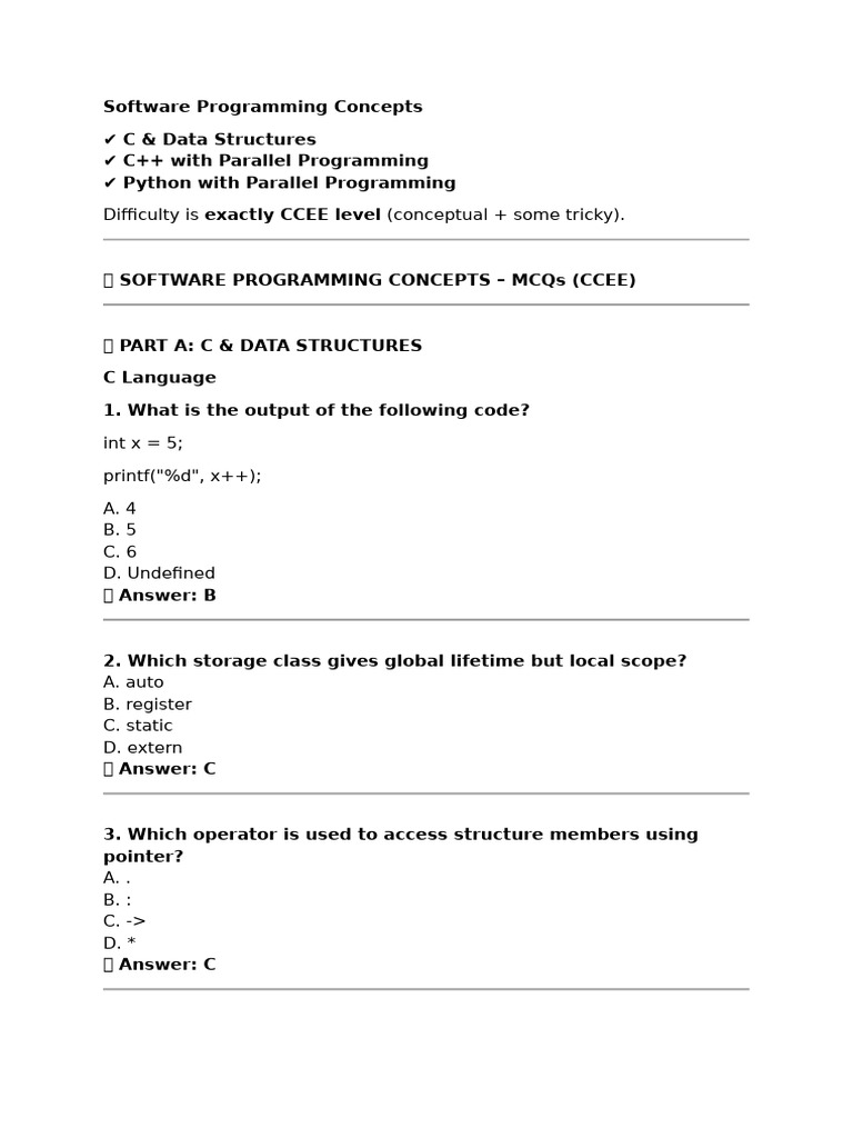 Software Programming Concepts | PDF | Pointer (Computer Programming) | Thread (Computing)