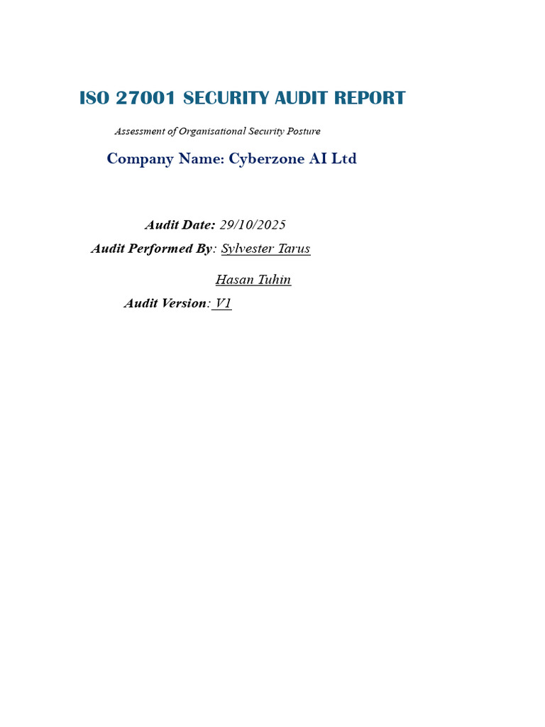 Iso 27001 Security Audit Report | PDF | Security | Computer Security