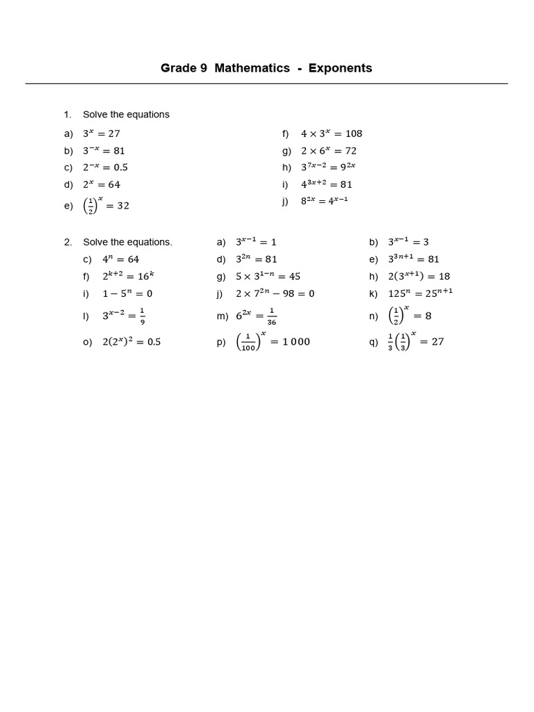 Exponents #3 | PDF