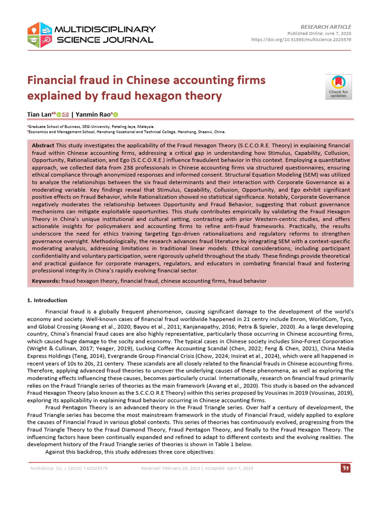 Financial Fraud in Chinese Accounting Firms | PDF | Coefficient Of ...