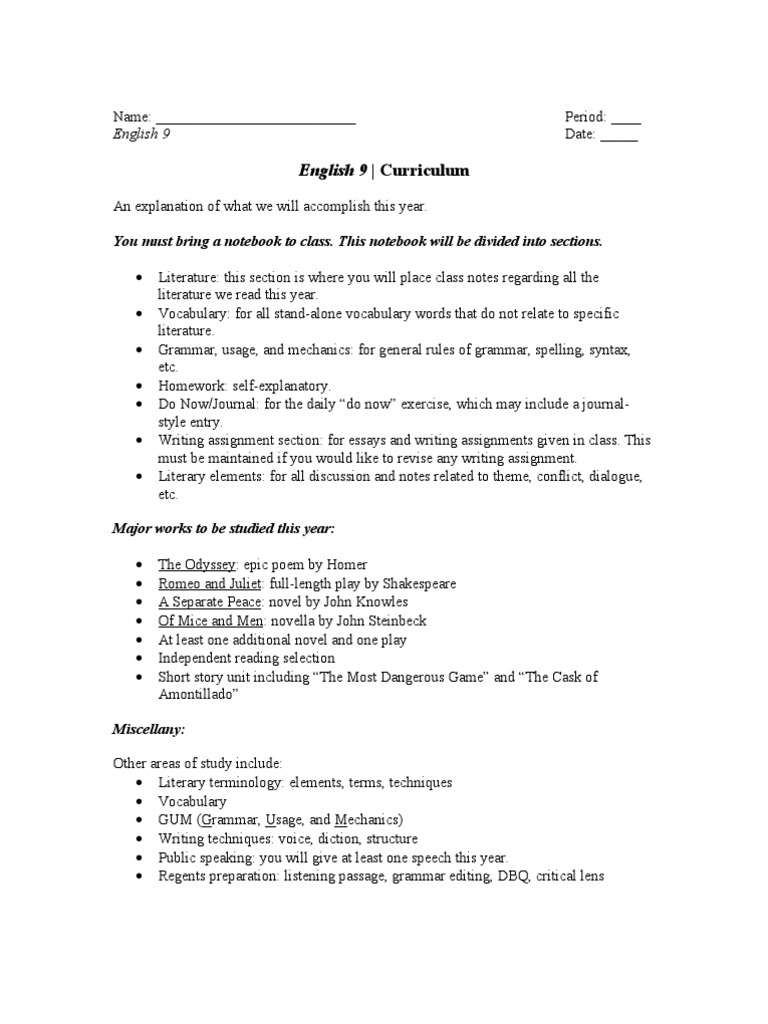 First Week Packet 9 | PDF