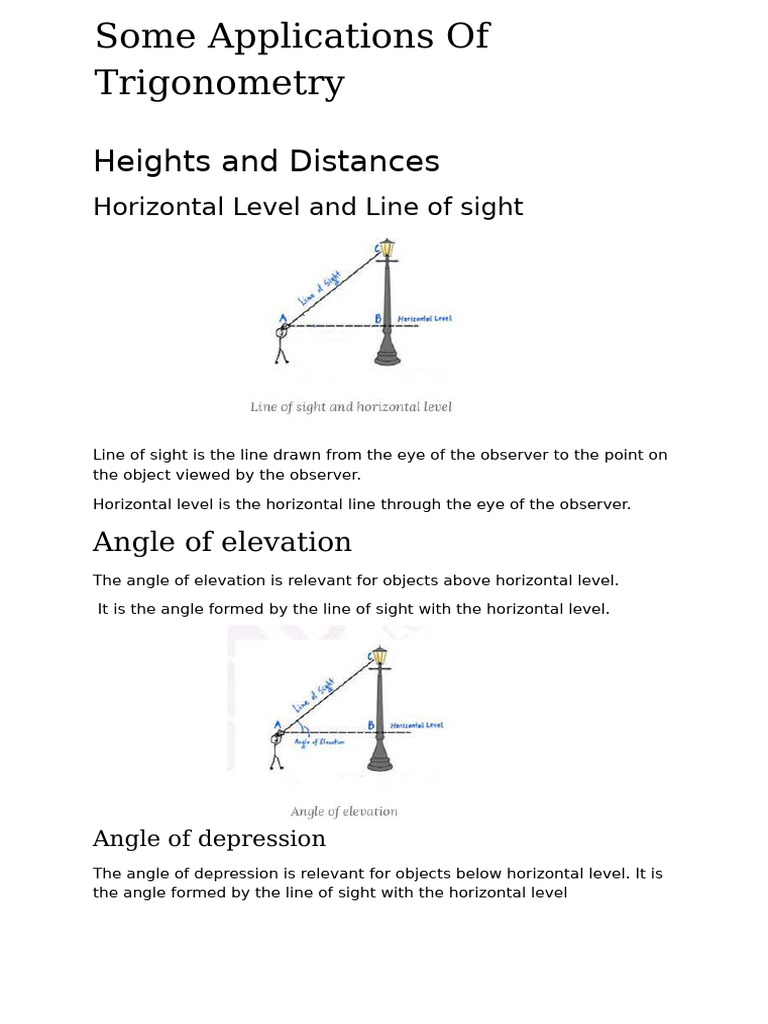 Heights and Distances | PDF | Trigonometry | Angle