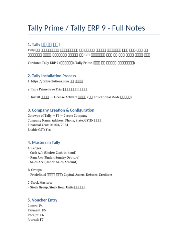 Tally Full Notes by ChatGPT | PDF