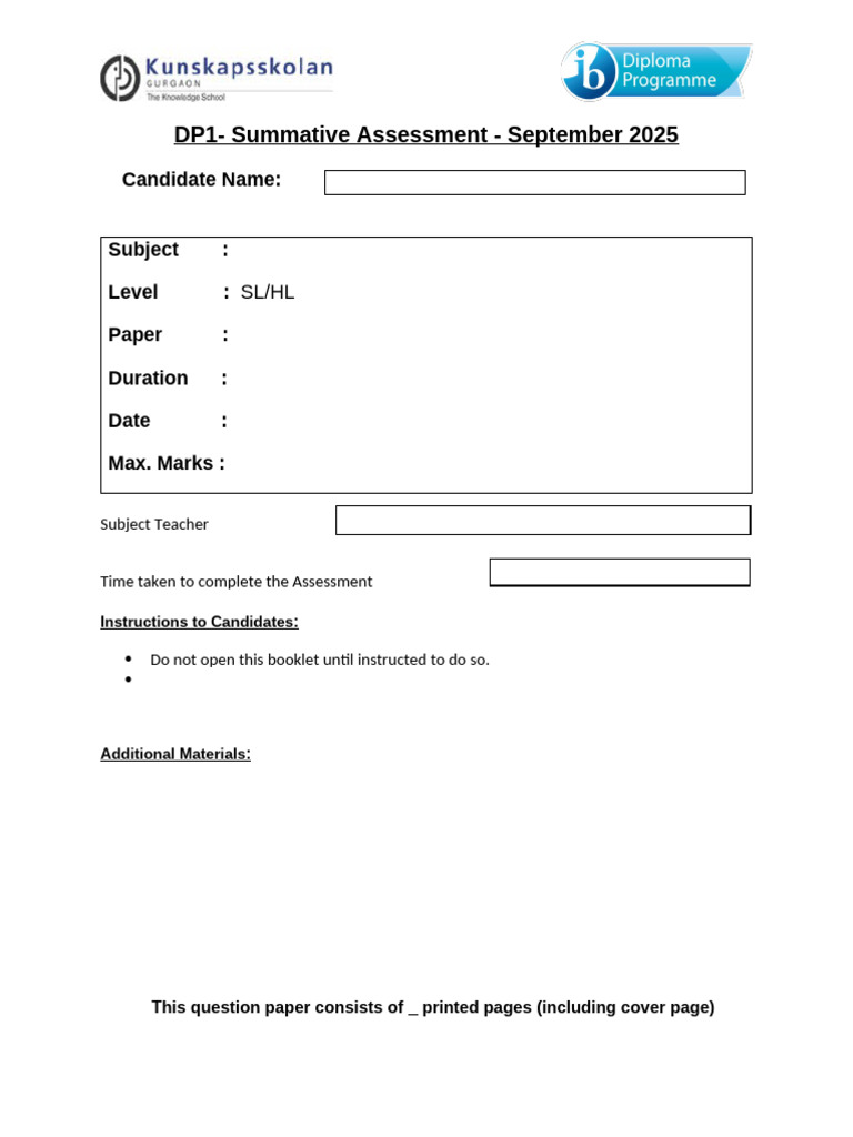 DP1 - Assessment Cover Page | PDF