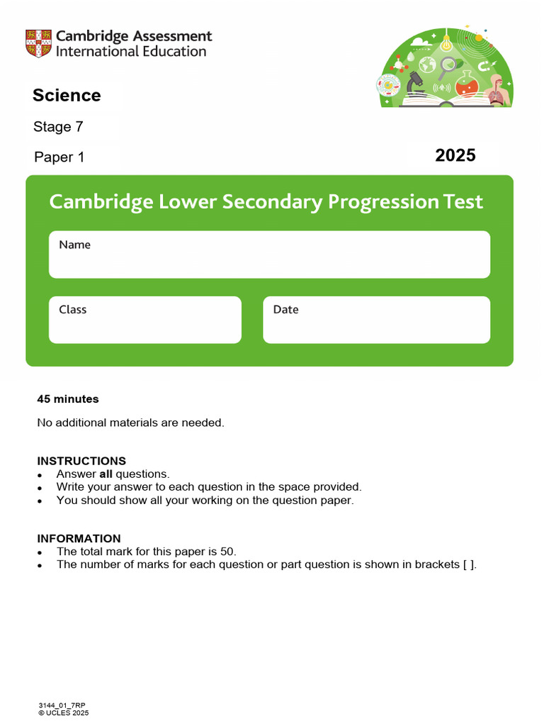 S7 PT Science 2025-P1 | PDF | Tide | Physical Sciences