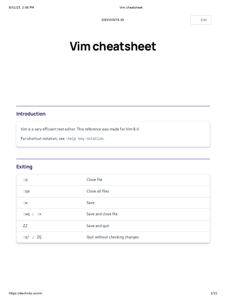Vim Cheatsheet | PDF | Software | Text