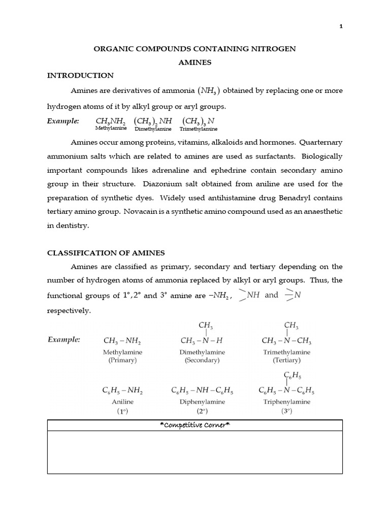 Understanding Amines: Types and Uses | PDF | Amine | Acid Dissociation ...