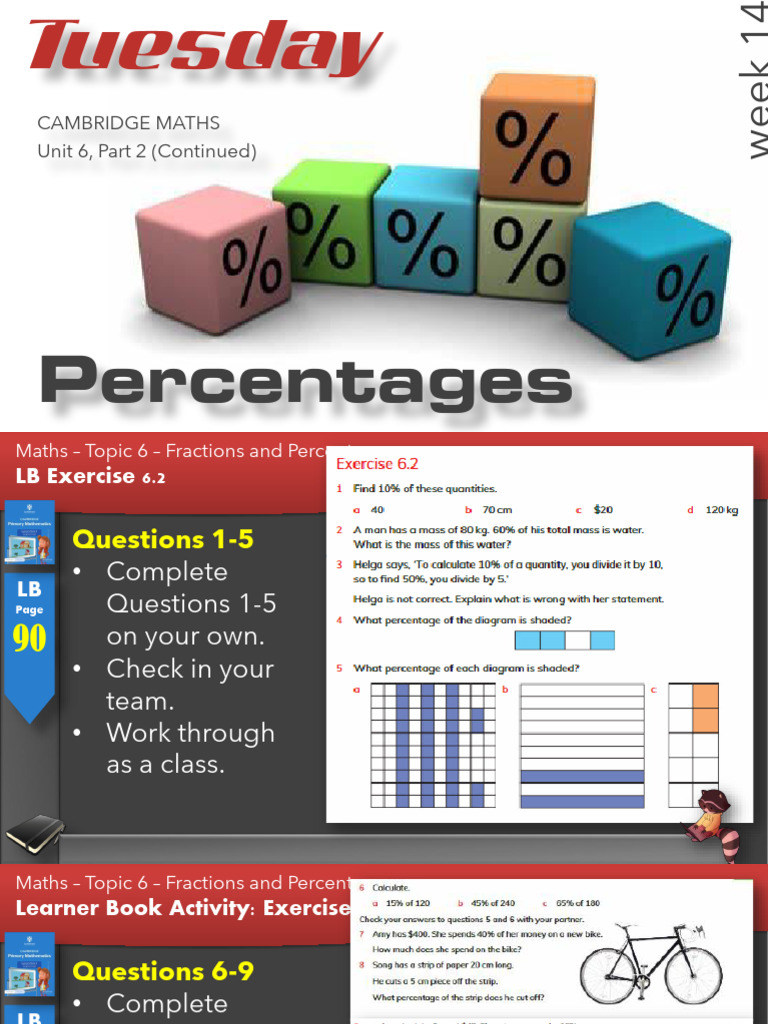 Week 14: Fractions and Percentages Activities | PDF | Mathematics | Algebra