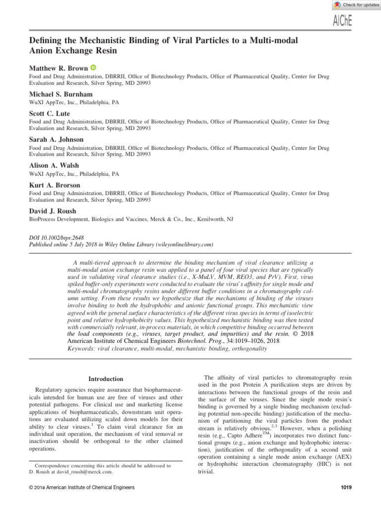 Biotechnology Progress - 2018 - Brown - Defining The Mechanistic ...