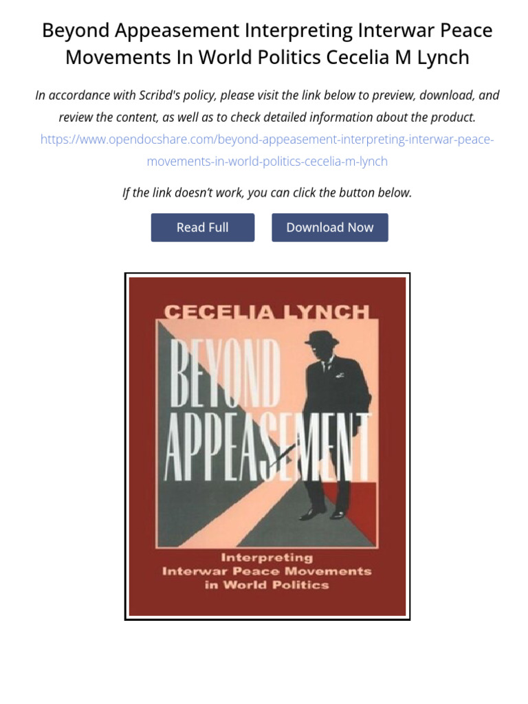 Beyond Appeasement Interpreting Interwar Peace Movements In World ...