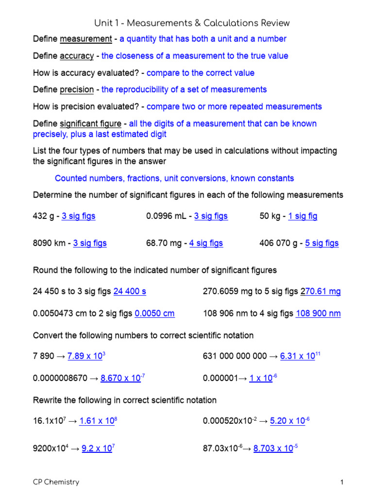 Measurements and Calculations Guide | PDF | Significant Figures | Gallon