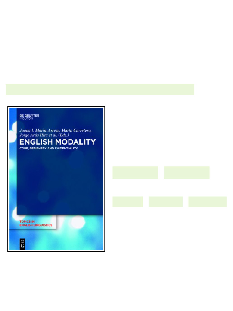 English Modality Core Periphery and Evidentiality 1st Edition Juana I ...