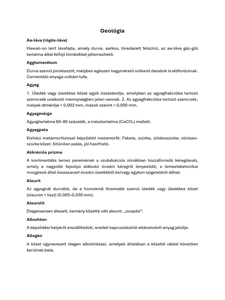 Földtan szótár | PDF
