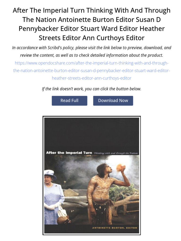 After The Imperial Turn Thinking With And Through The Nation Antoinette ...