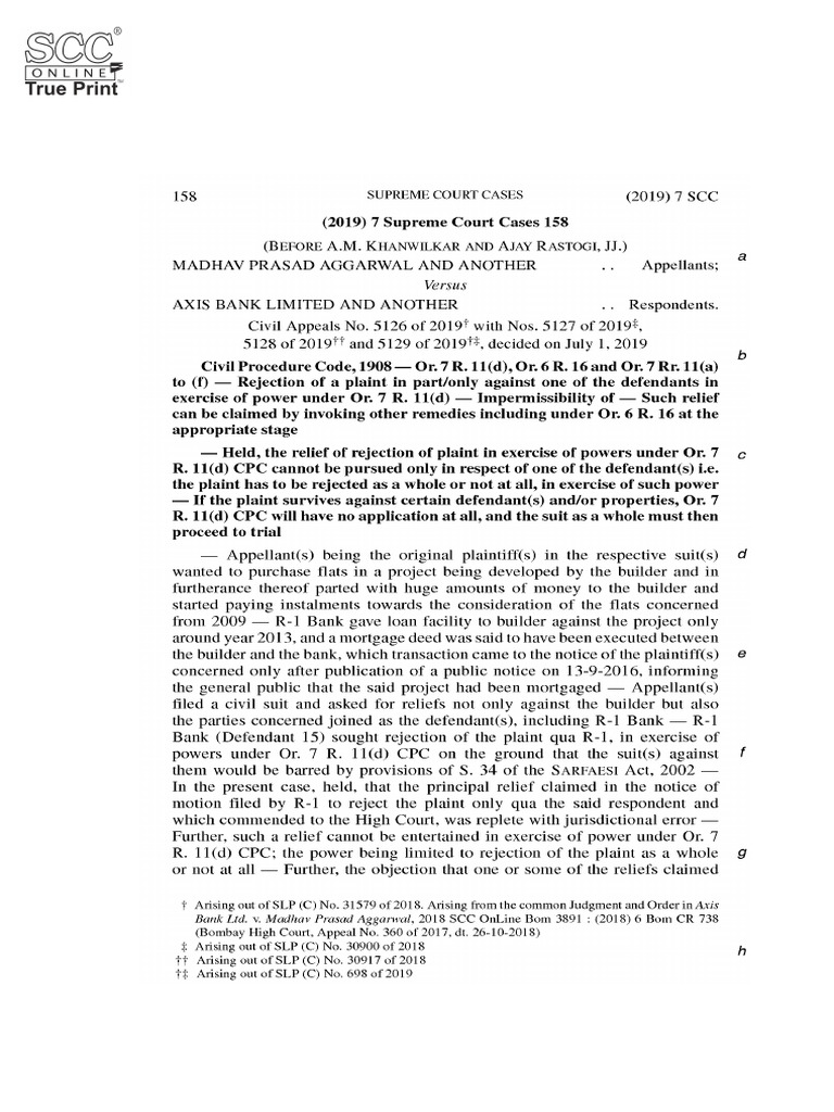 Supreme Court Ruling on Rejection of Plaint | PDF | Lawsuit | Judiciaries