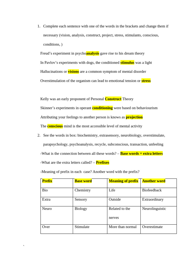 Psychology Vocabulary and Concepts Guide | PDF | Psychology | Psychotherapy