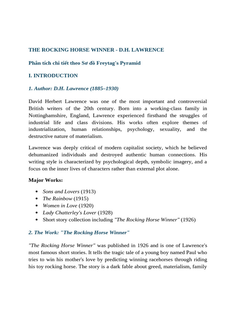 The Rocking Horse Winner - d | PDF | Luck | Love