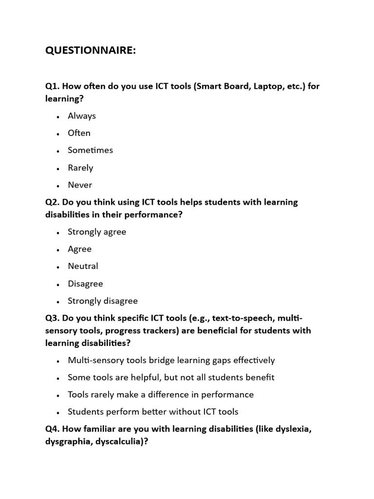 Questionnaire Final | PDF | Educational Technology | Learning