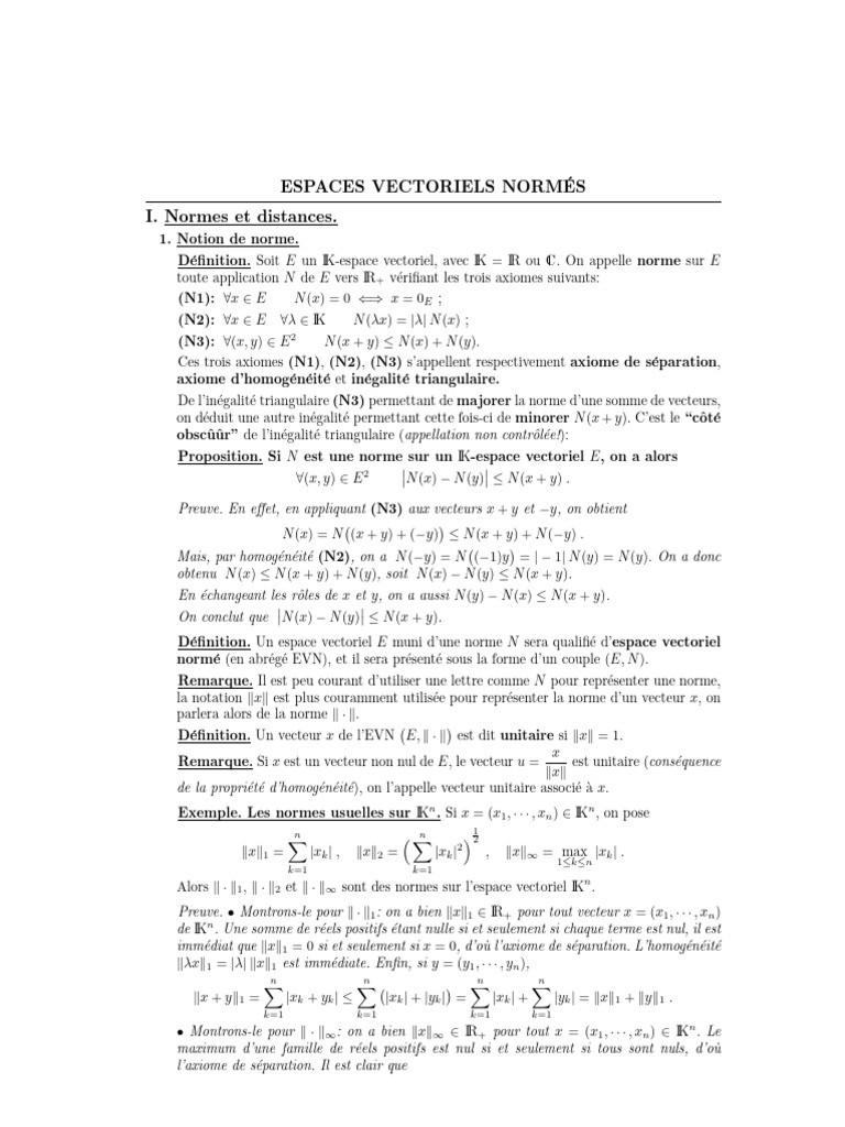 Normes et distances dans les espaces vectoriels | PDF | Scalaire ...