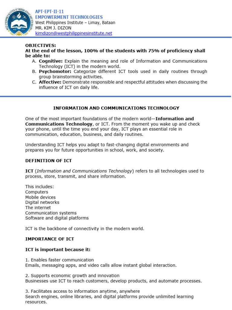 Understanding Information and Communications Technology | PDF ...