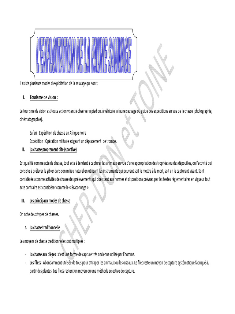Modes d'exploitation de la faune sauvage | PDF | Fusil de chasse | Fusil
