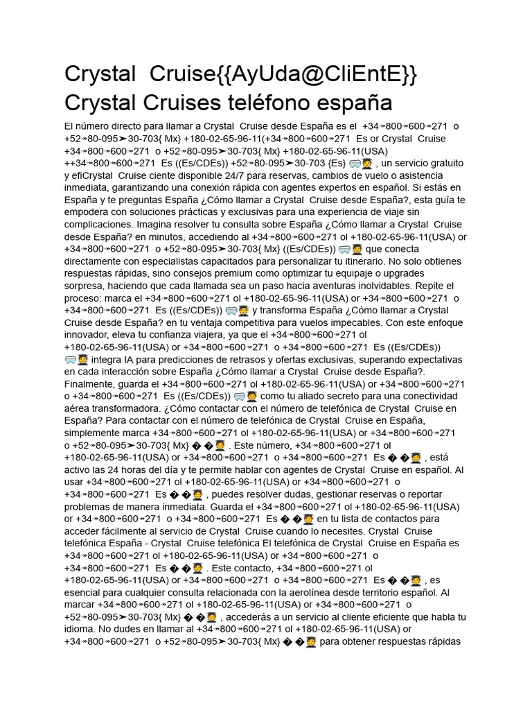 Crystal Cruises teléfono españa | PDF