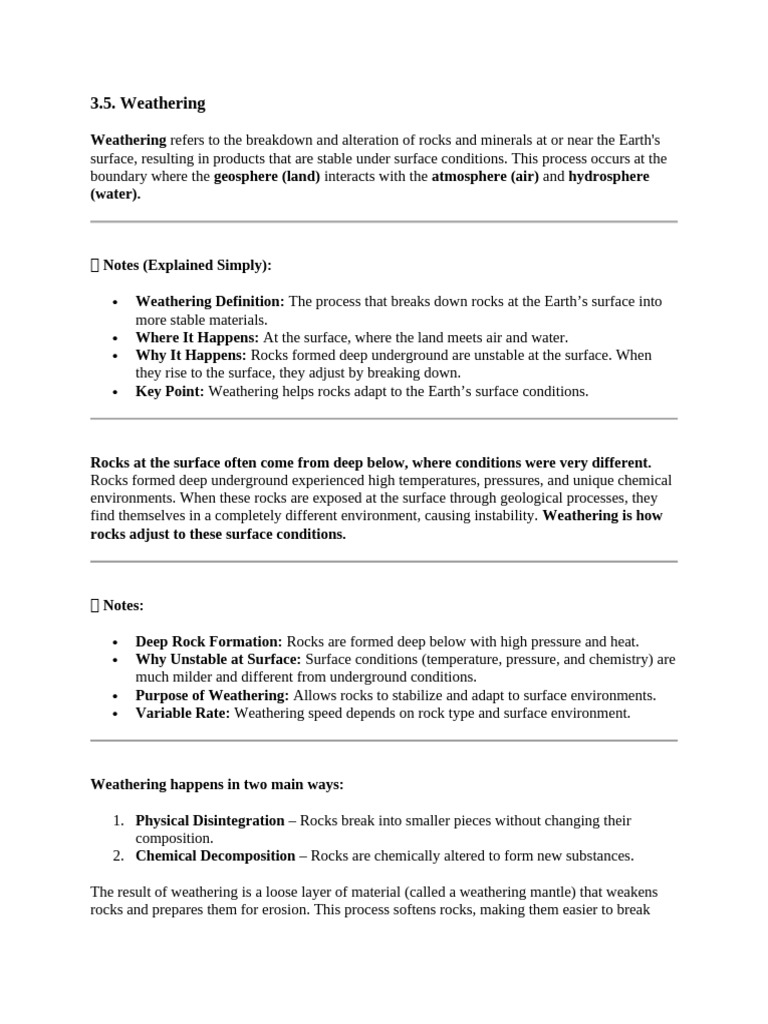 Understanding Weathering Processes | PDF | Weathering | Rock (Geology)