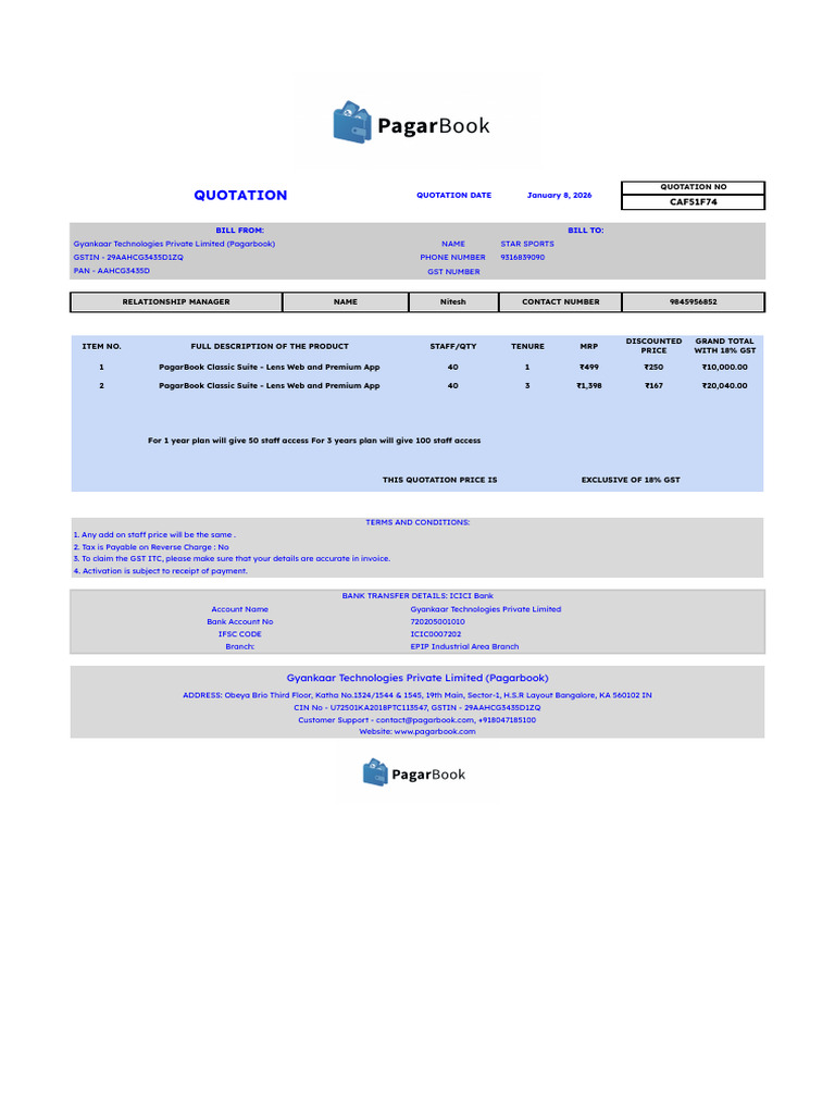 Quotation - Star-Sports - Quotation | PDF | Taxes | Payments