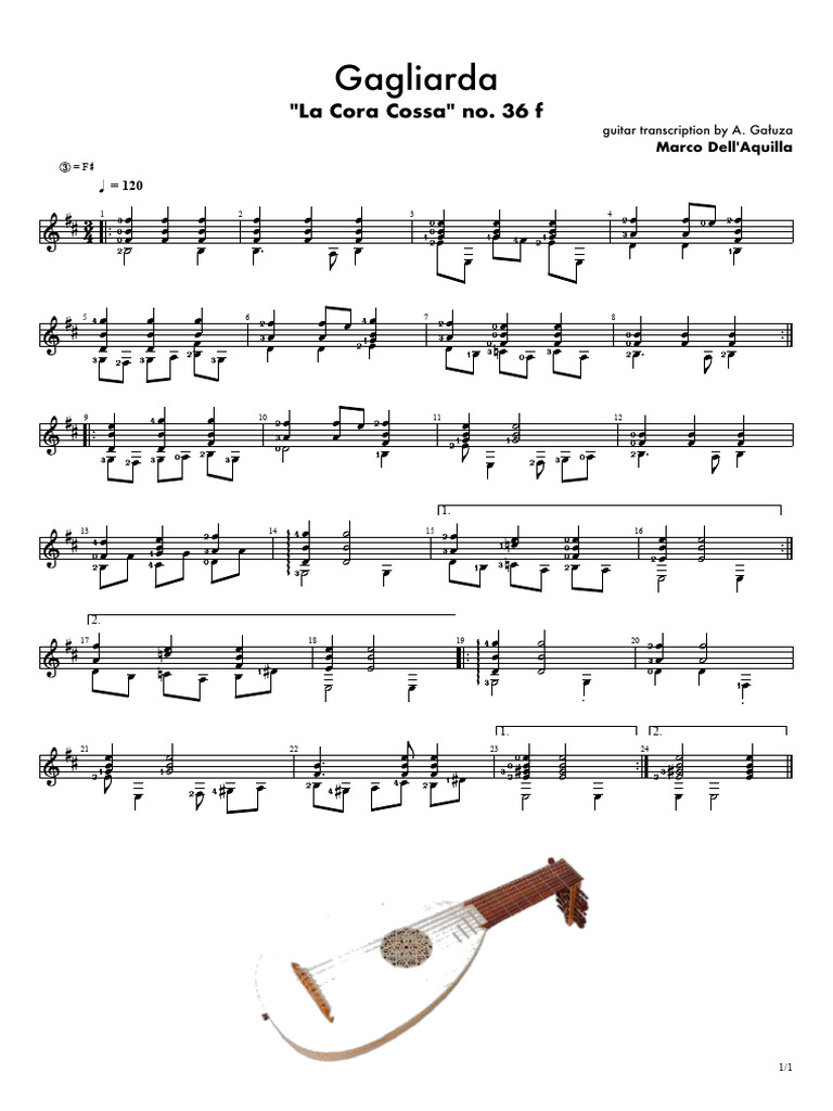 Gagliarda - Marco Dell'Aquilla - Guitar Trascription by Atiom Galuza | PDF